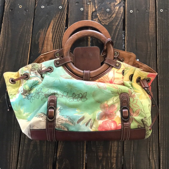 Fossil | Bags | Fossil Island Tropical Wood Handles Purse Bag | Poshmark